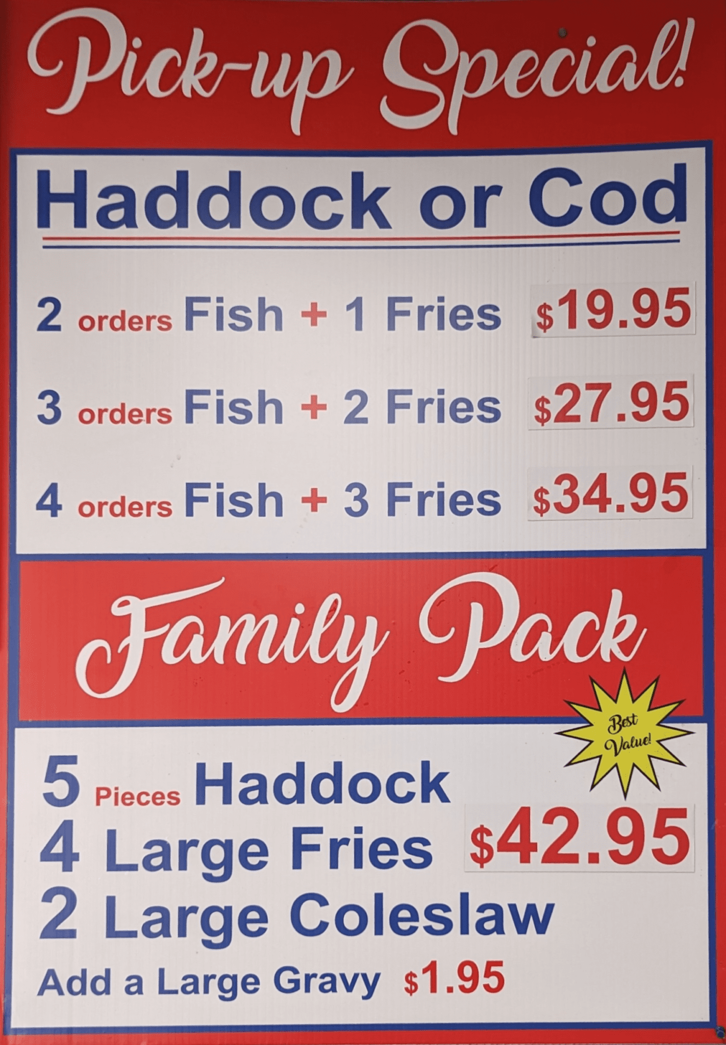 Menu - Captain George Fish and Chips